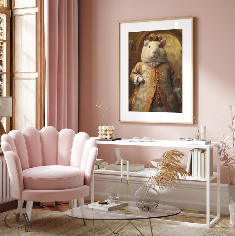 Guinea Pig Royal Animal Portrait Print Vintage Victorian Preppy Room ...