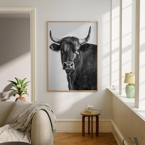 Bull Fashion Magazine Inspired Poster Animal Portrait Photography Print ...