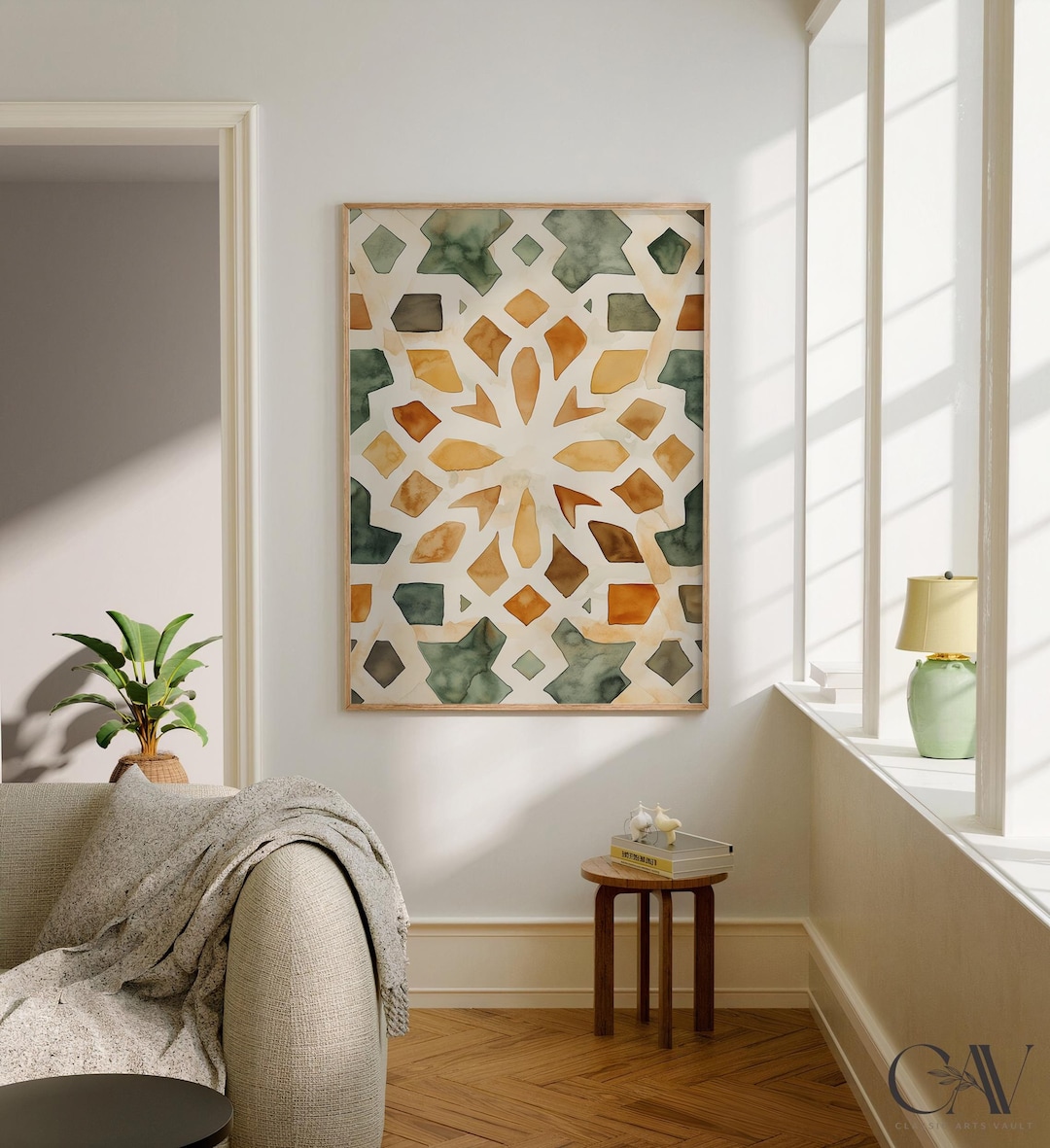 Alhambra Tile Inspired Print Islamic Mural Wall Art Muslim Andalusian ...