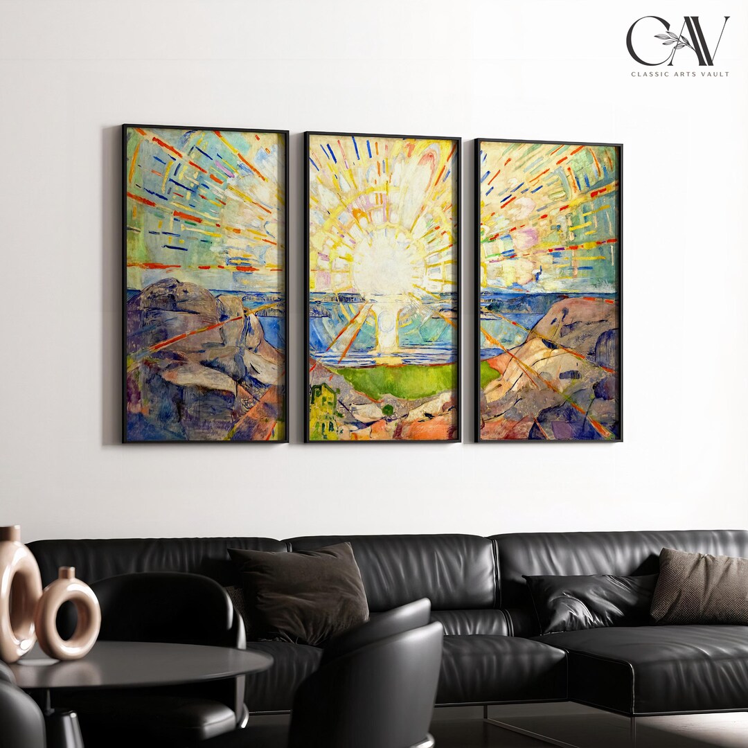Edvard Munch Print the Sun, Vintage Nature Landscape Sky, Oil Painting ...