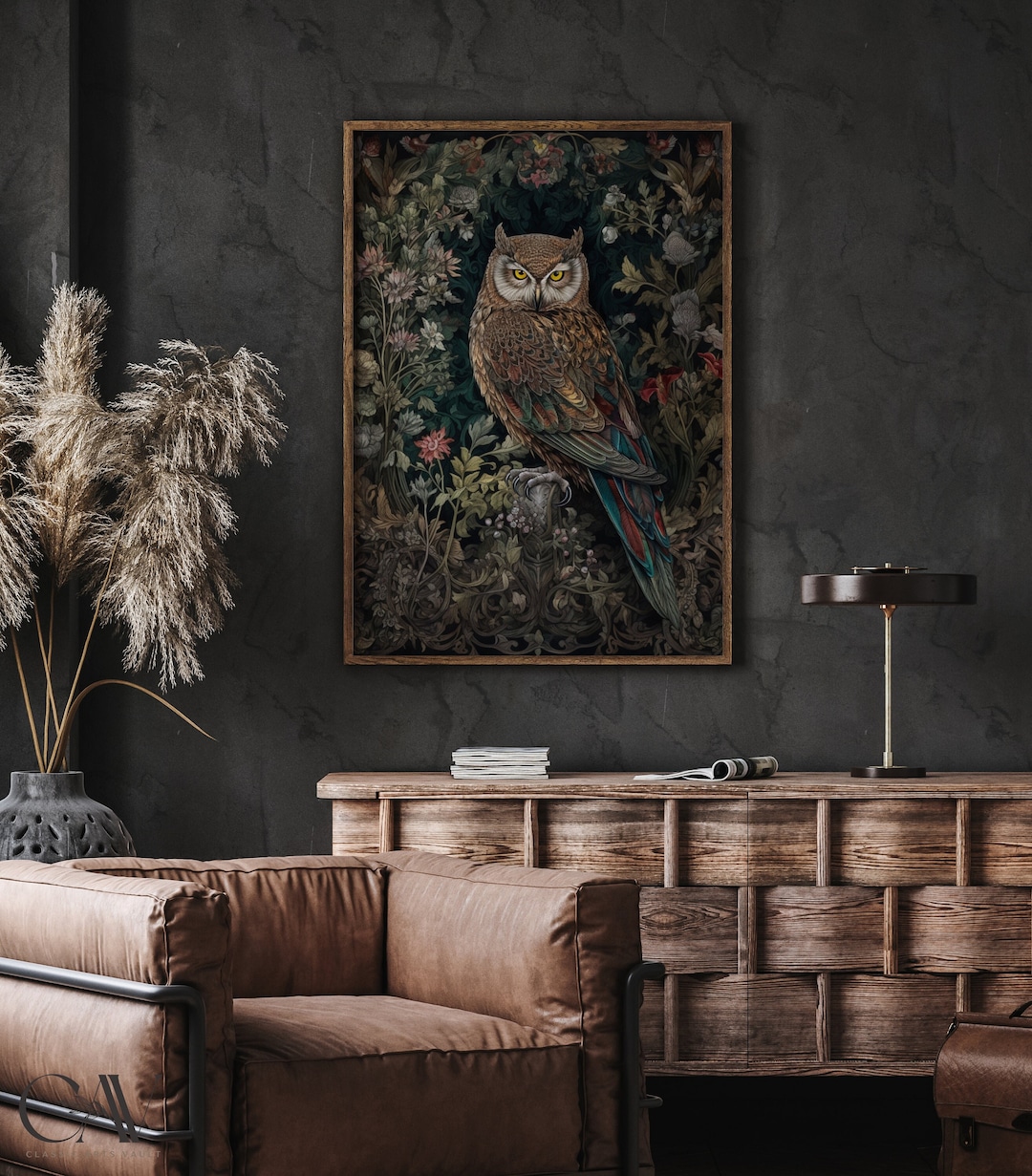 William Morris Inspired Owl Art Print, Bird Print, Owl Wall Art, Forest ...