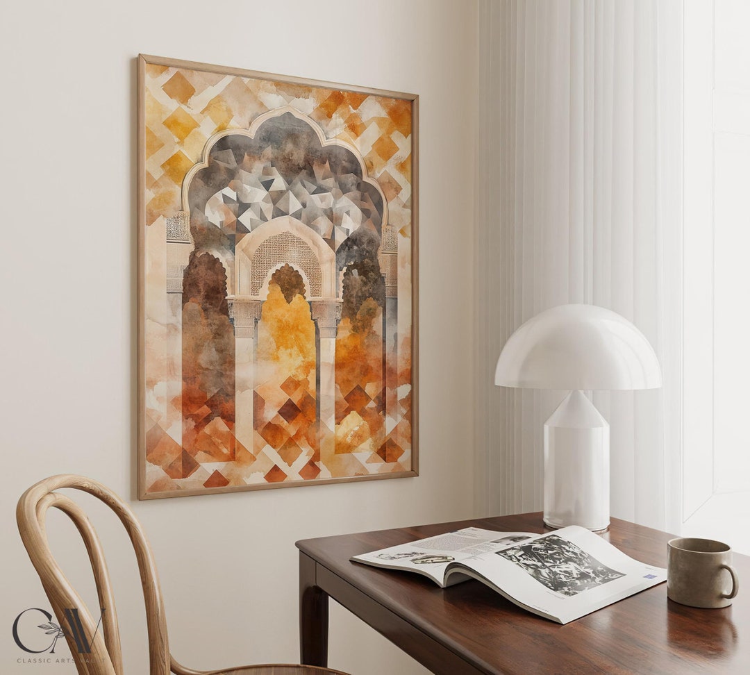 Alhambra Tile Inspired Print Islamic Mural Wall Art Muslim Andalusian ...