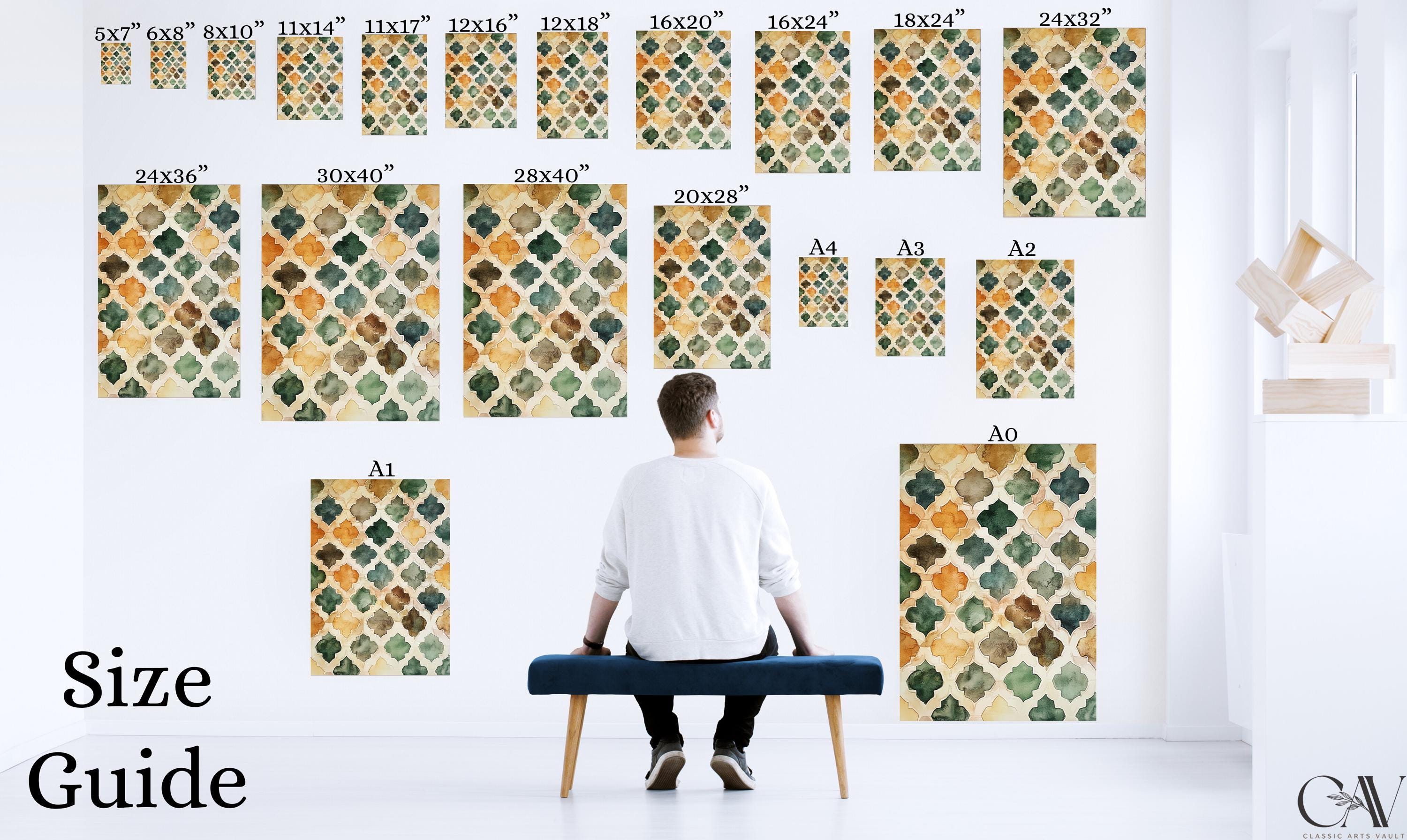 Alhambra Tile Inspired Print Islamic Mural Wall Art Muslim Andalusian ...