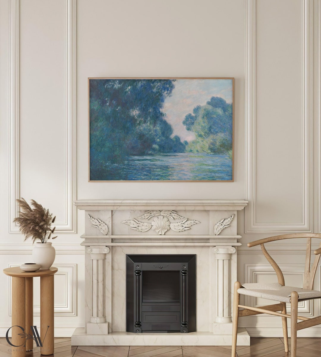Claude Monet Seine at Giverny Vintage River Landscape Rustic Country ...