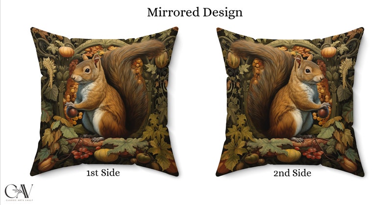 Squirrel Pillow William Morris Inspired Autumn Fall Accent Pillow Throw ...