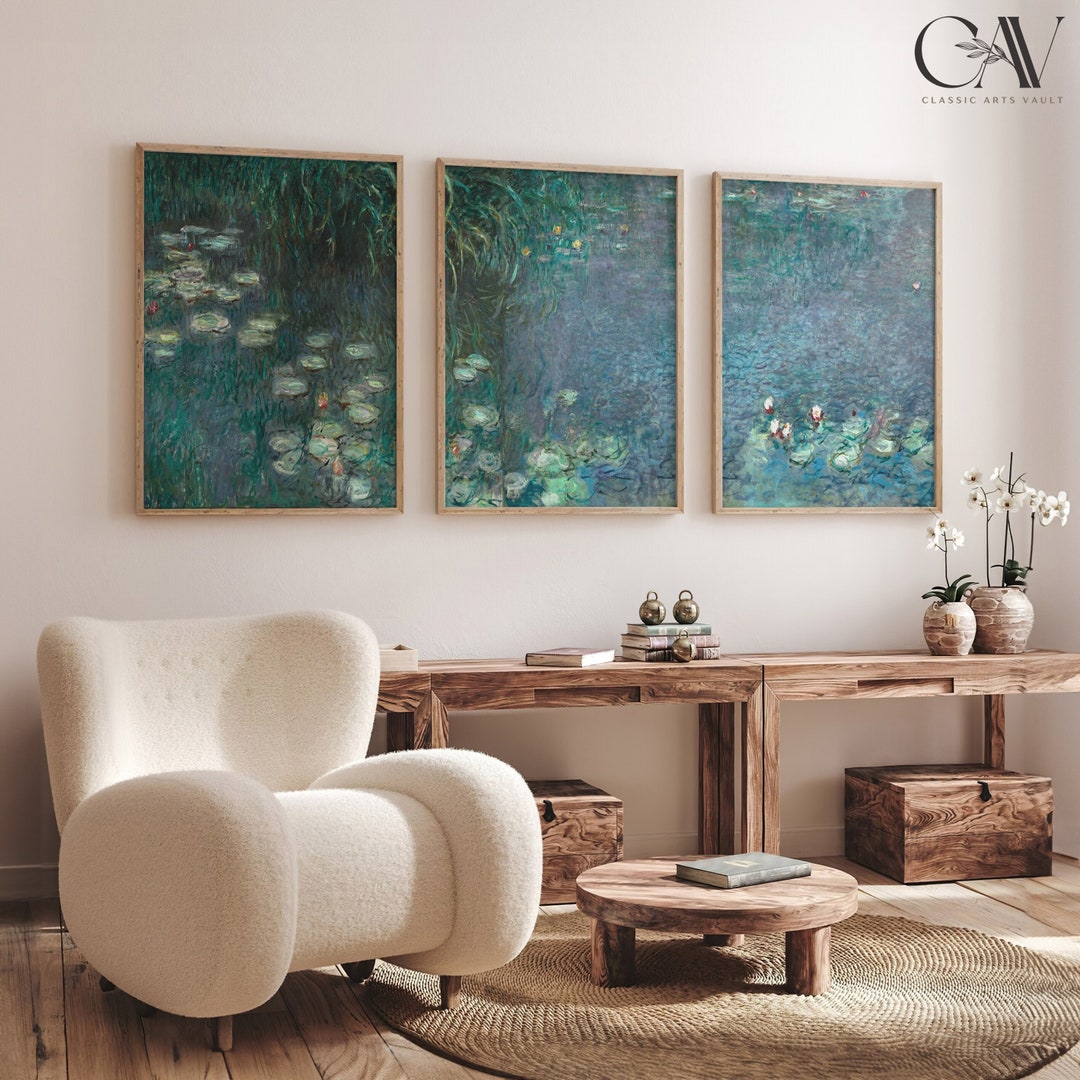 Claude Monet Water Lilies Vintage Spring Landscape Rustic Country ...