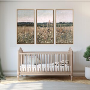 Meadow Wildflower Field Poster, Vintage Nature Landscape, Oil Painting ...