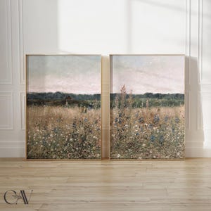 Meadow Wildflower Field Poster, Vintage Nature Landscape, Oil Painting ...