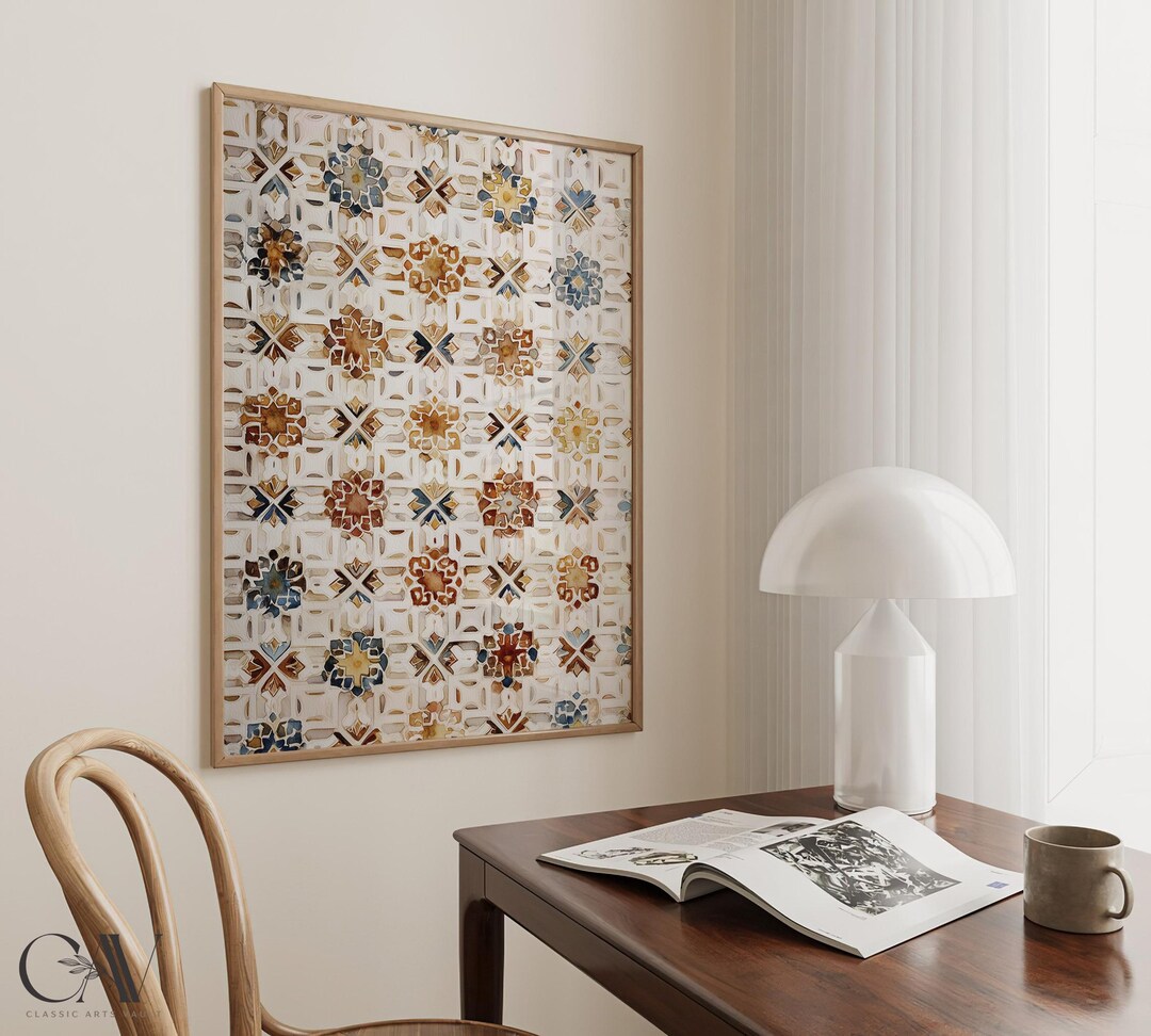 Alhambra Tile Inspired Watercolor Print Islamic Muslim Andalusian ...