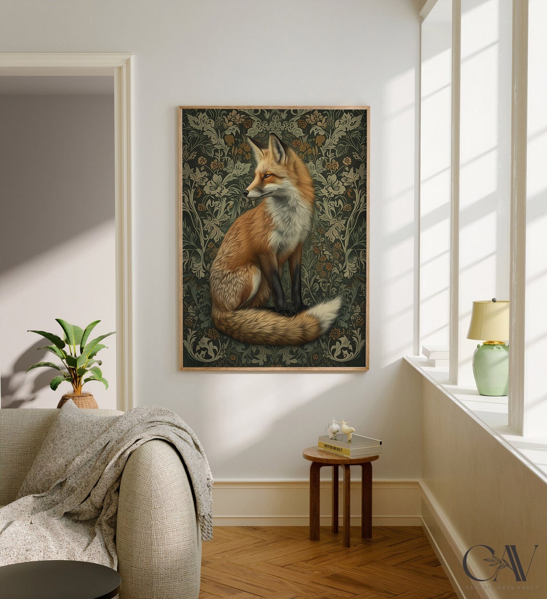 William Morris Inspired Fox Art Print, Fox Print Poster Nature Living Room Art,forest Wall Art ...