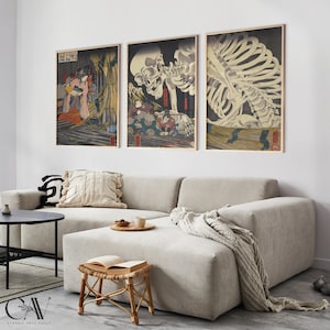 Utagawa Kuniyoshi Skeleton Japanese Woodblock Art Print Ukiyo-e Poster ...