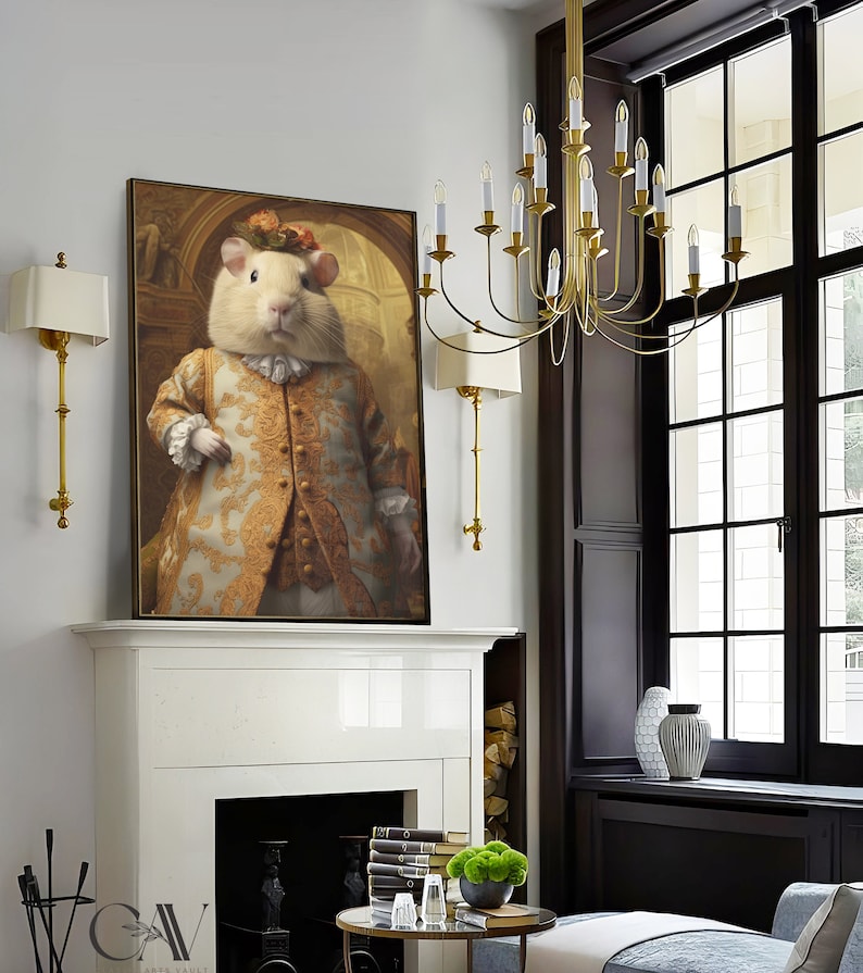 Guinea Pig Royal Animal Portrait Print Vintage Victorian Preppy Room ...