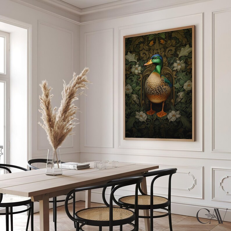 William Morris Inspired Mallard Duck Art Print Poster, Nature Prints ...