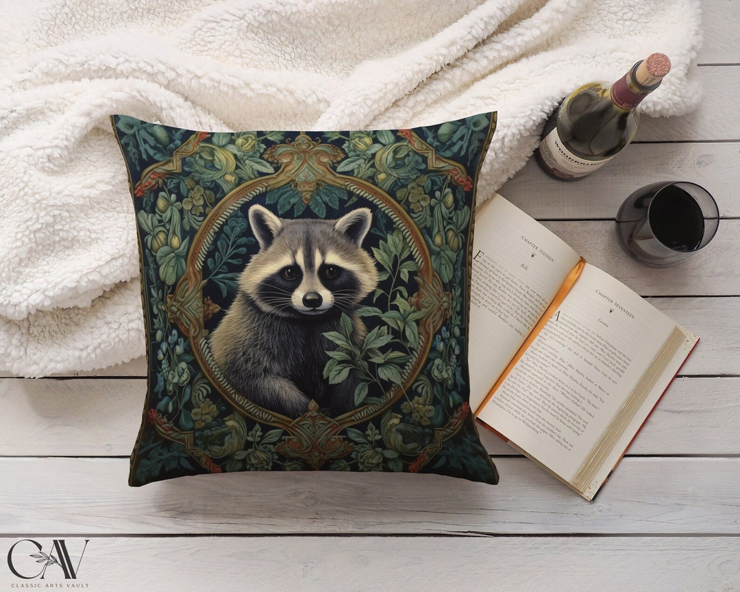 Raccoon Pillow William Morris Inspired, Accent Pillow Throw Cover ...