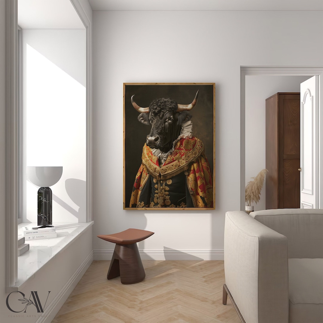 Bull Royal Renaissance Portrait Vintage Print Victorian Animal Portrait ...