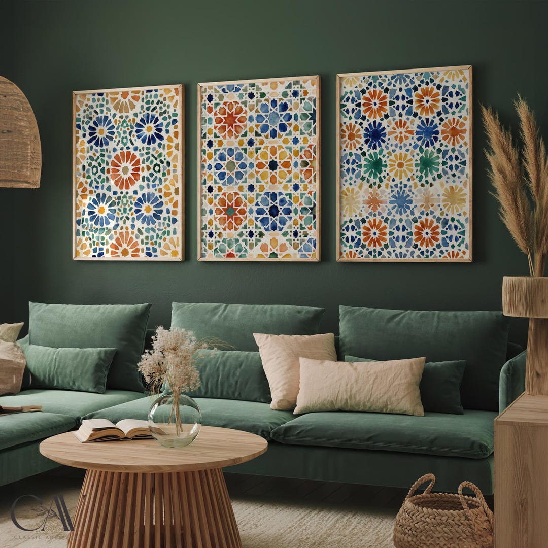 Alhambra Tile Inspired Watercolor Print Muslim Arabic Decor Eid Ramadan ...