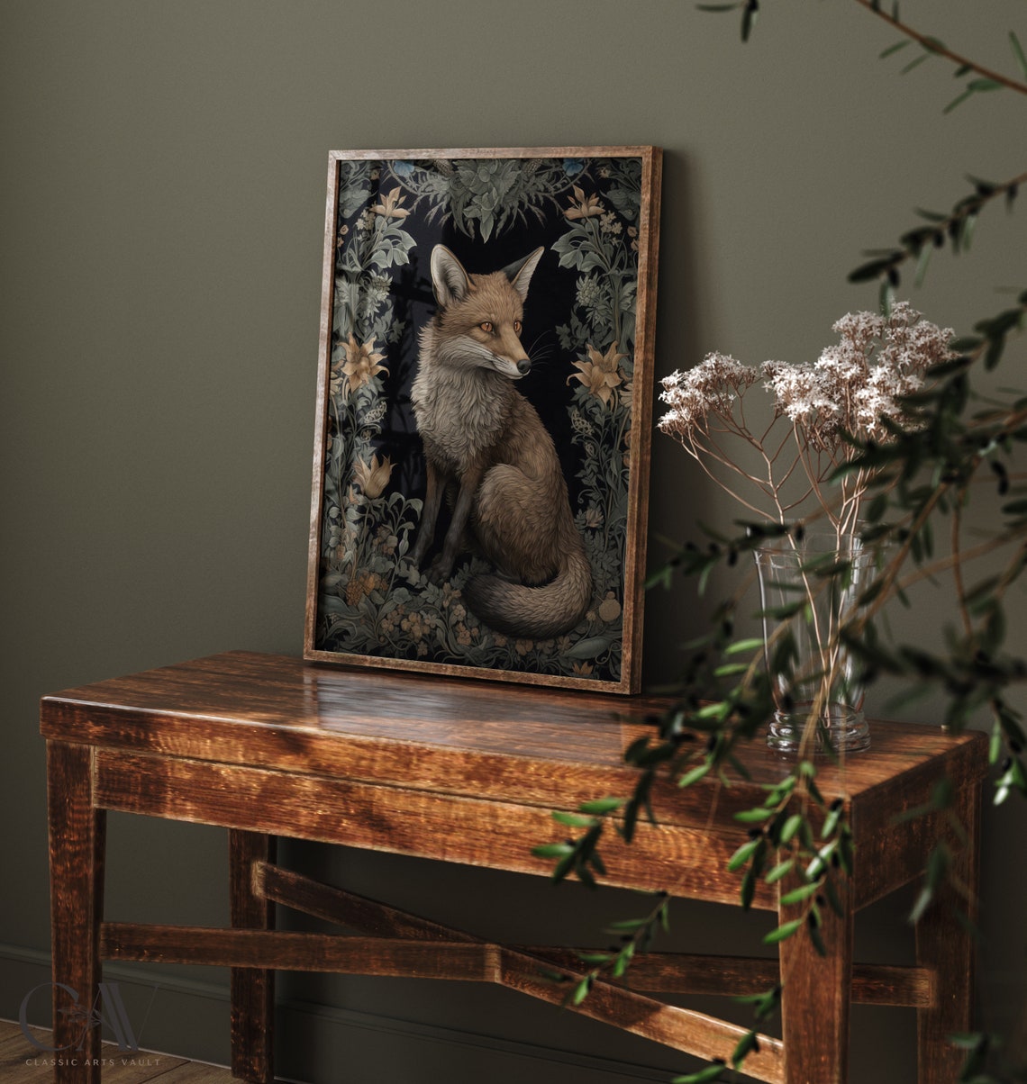 William Morris Inspired Fox Art Print Fox Print Fox Poster - Etsy