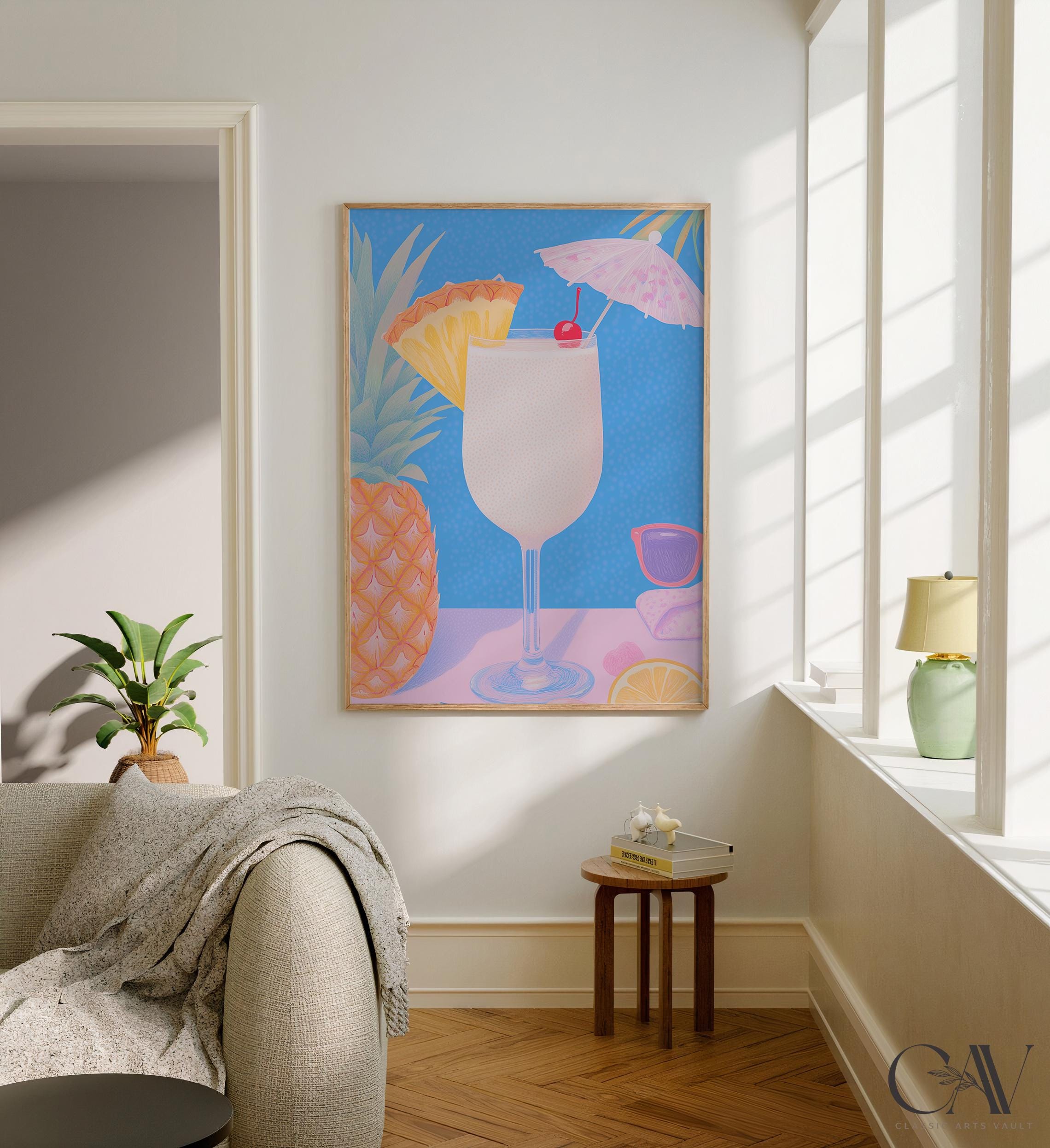 Pina Colada Cocktail Poster Bar Cart Print Kitchen Decor Retro Art Food ...