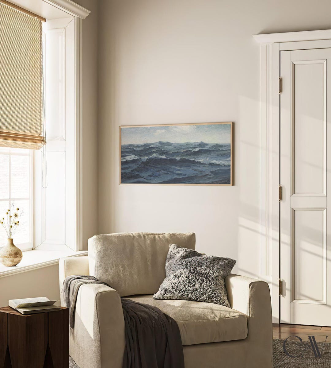 October Ocean Sea Horizon Art Print Vintage Seascape Coastal Painting ...