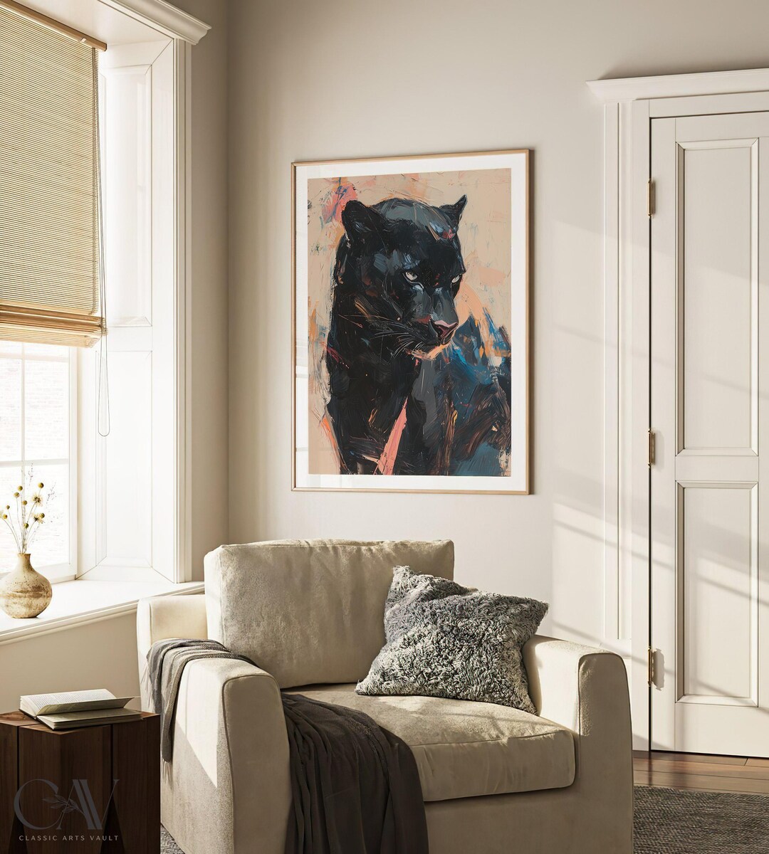 Black Panther Abstract Maximalist Eclectic Animal Portrait Print ...