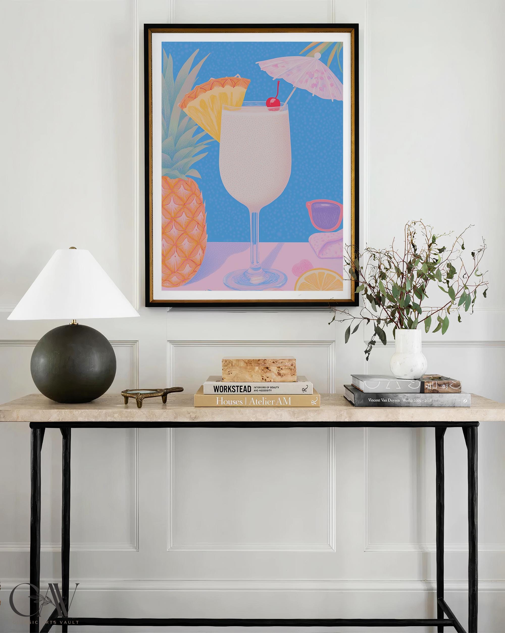 Pina Colada Cocktail Poster Bar Cart Print Kitchen Decor Retro Art Food ...