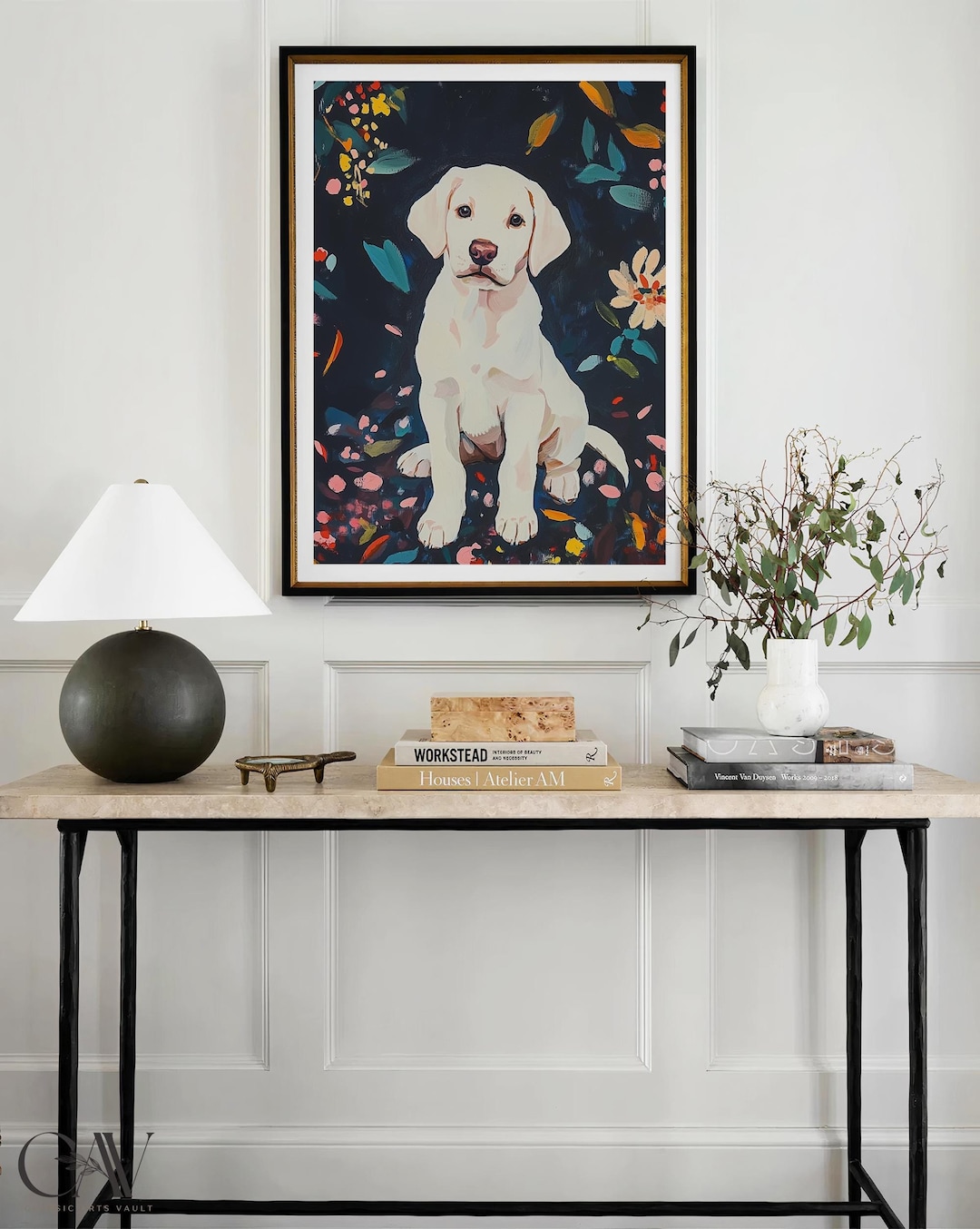 White Labrador Puppy Dog Maximalist Eclectic Animal Print Funky Animal ...