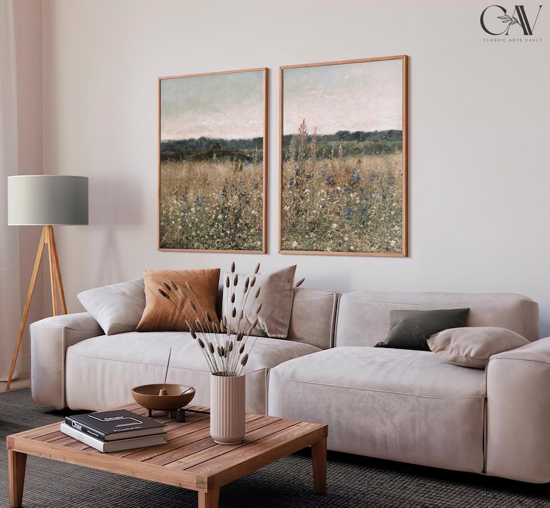 Meadow Wildflower Field Poster, Vintage Nature Landscape, Oil Painting ...