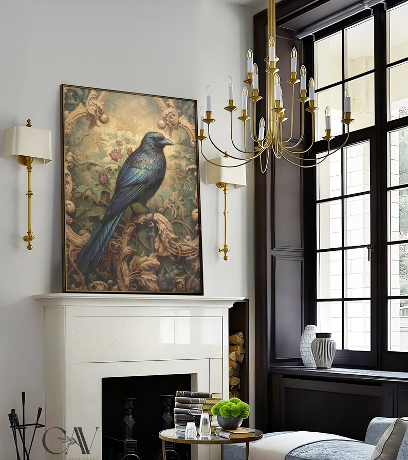 William Morris Inspired Raven Art Print Dark Moody Art Crow - Etsy