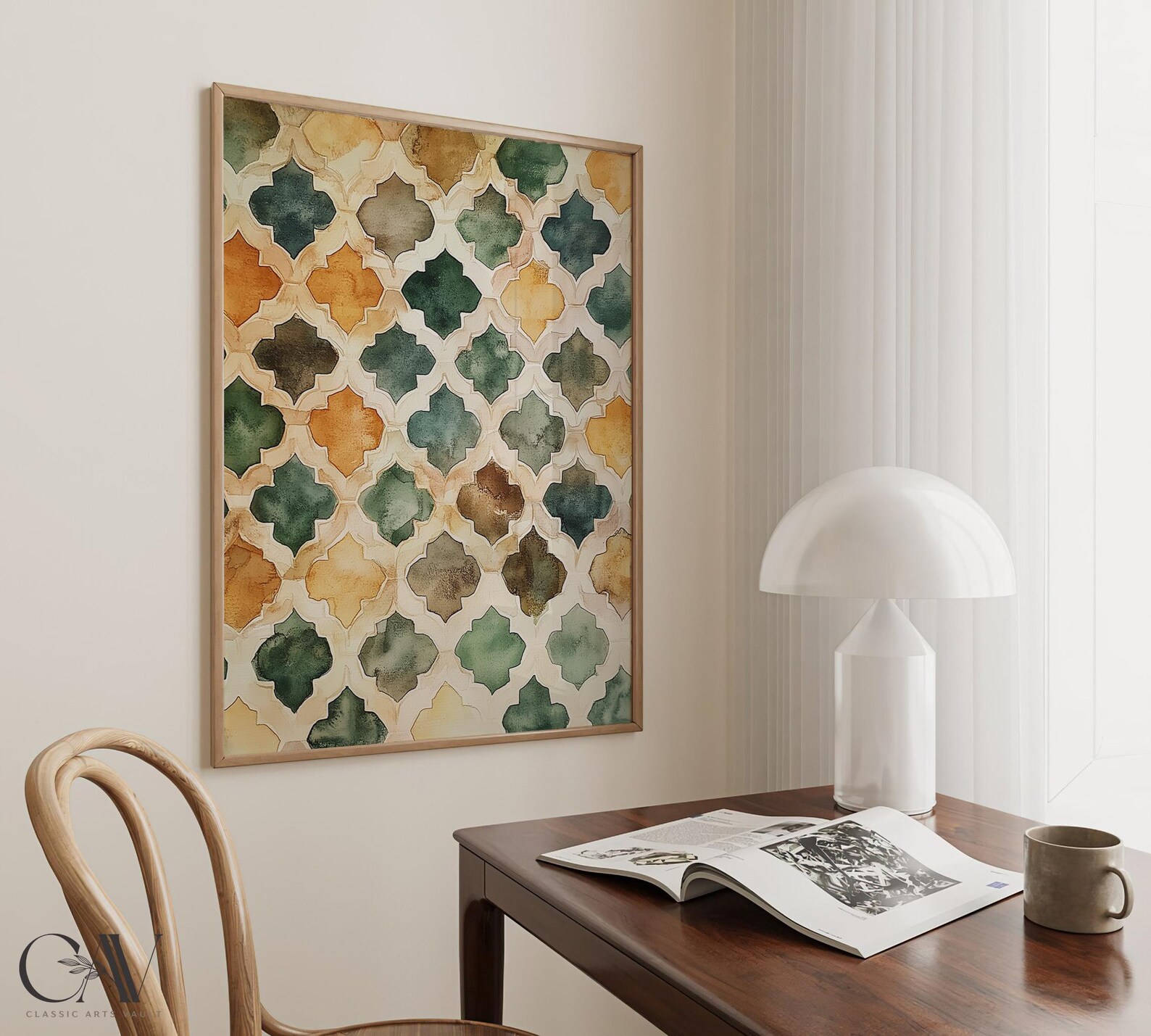 Alhambra Tile Inspired Print Islamic Mural Wall Art Muslim Andalusian ...