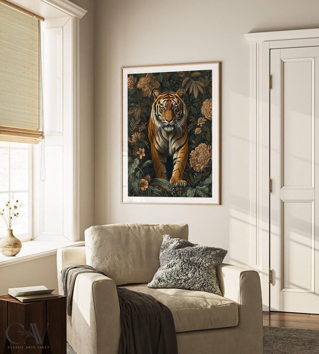 William Morris Inspired Tiger Art Print, Tiger Print, Tiger Poster ...
