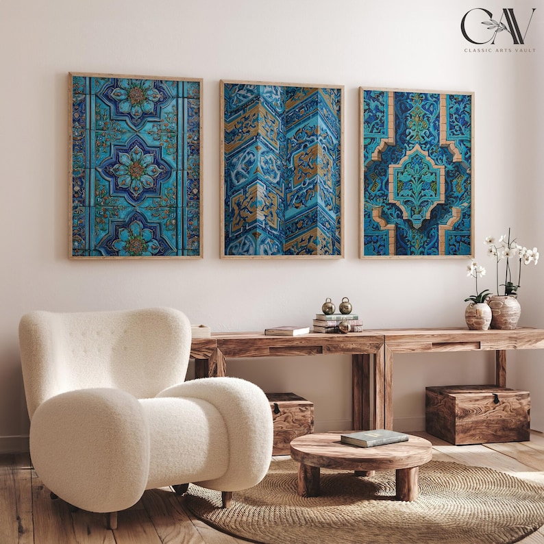 Shah-i-zinda Necropolis Inspired Tile Art Print Muslim Arabic Decor Eid ...