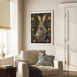 William Morris Inspired Rabbit Art Print Animal Bunny Decor, Year of ...