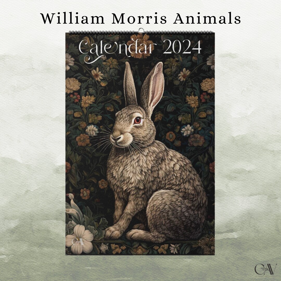2024 Wall Calendar, William Morris Inspired Animals, Christmas Gift New ...