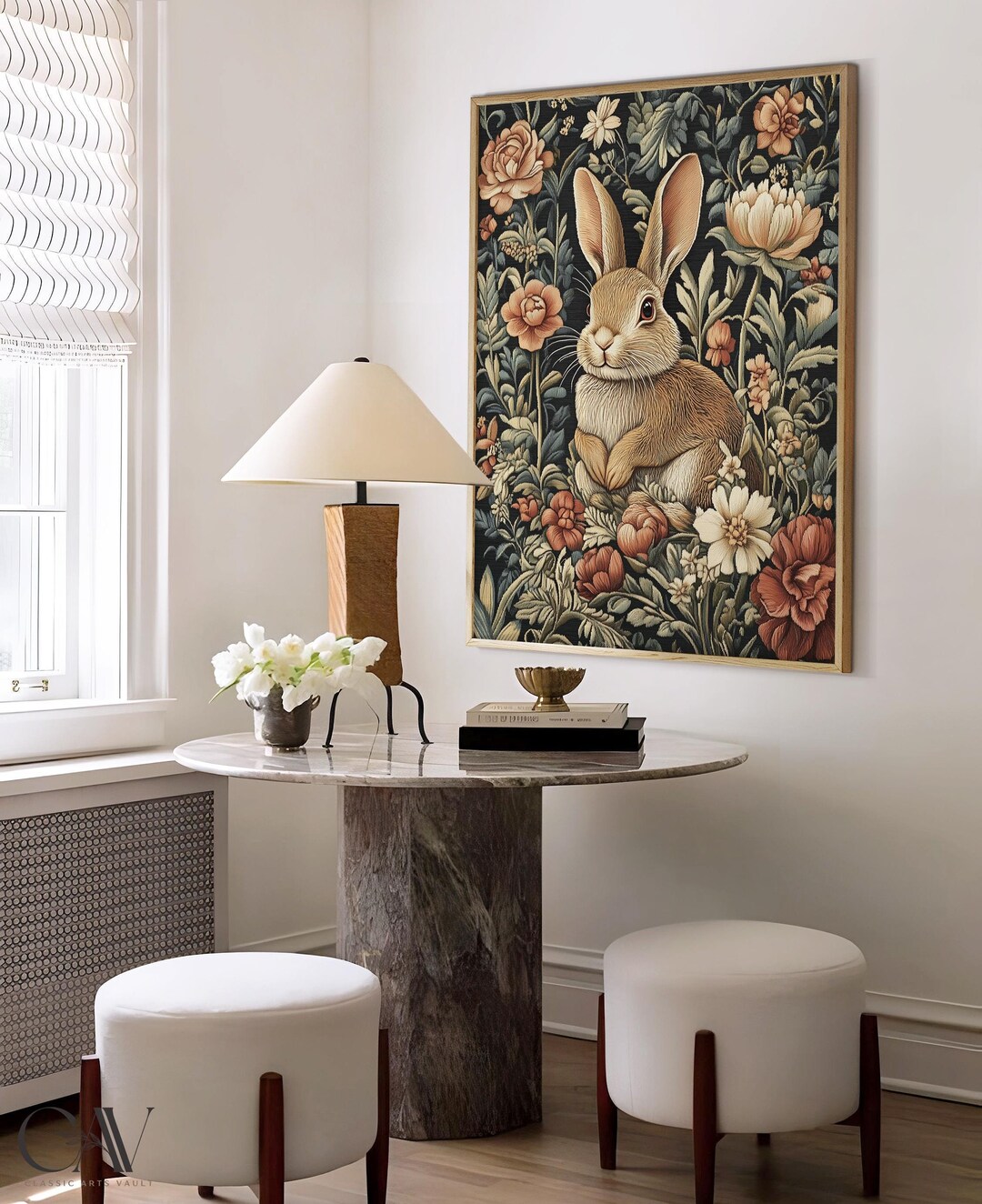 William Morris Inspired Deer Tapestry Art Print Nature Botanical Floral ...