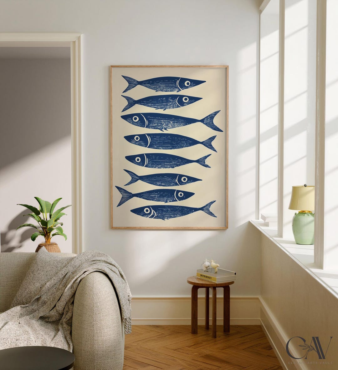 Sardines Poster Seafood Print Kitchen Decor Retro Art Vintage Food Art ...