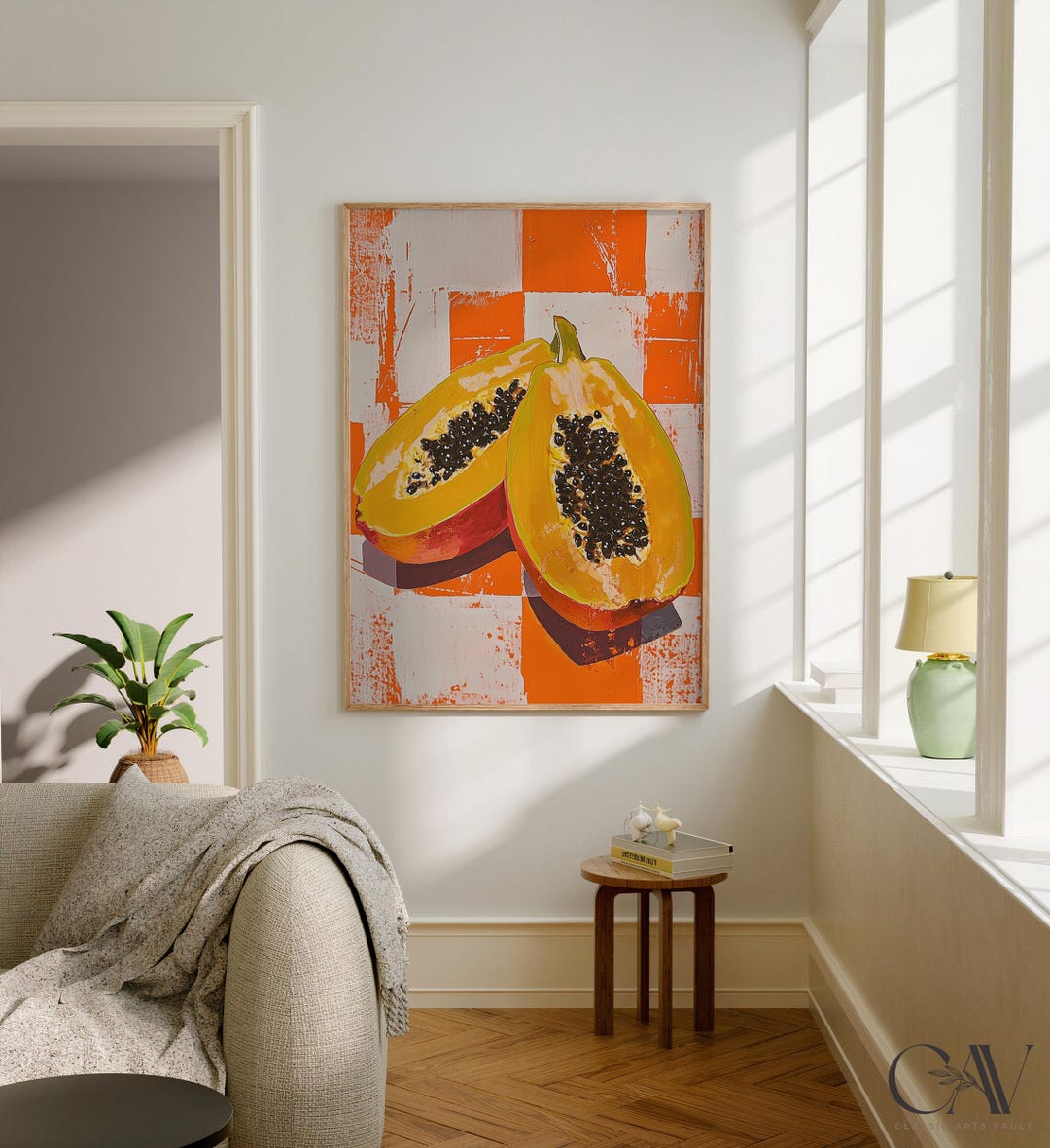 Papaya Poster Fruit Print Kitchen Decor Retro Art Vintage Food Art Food ...