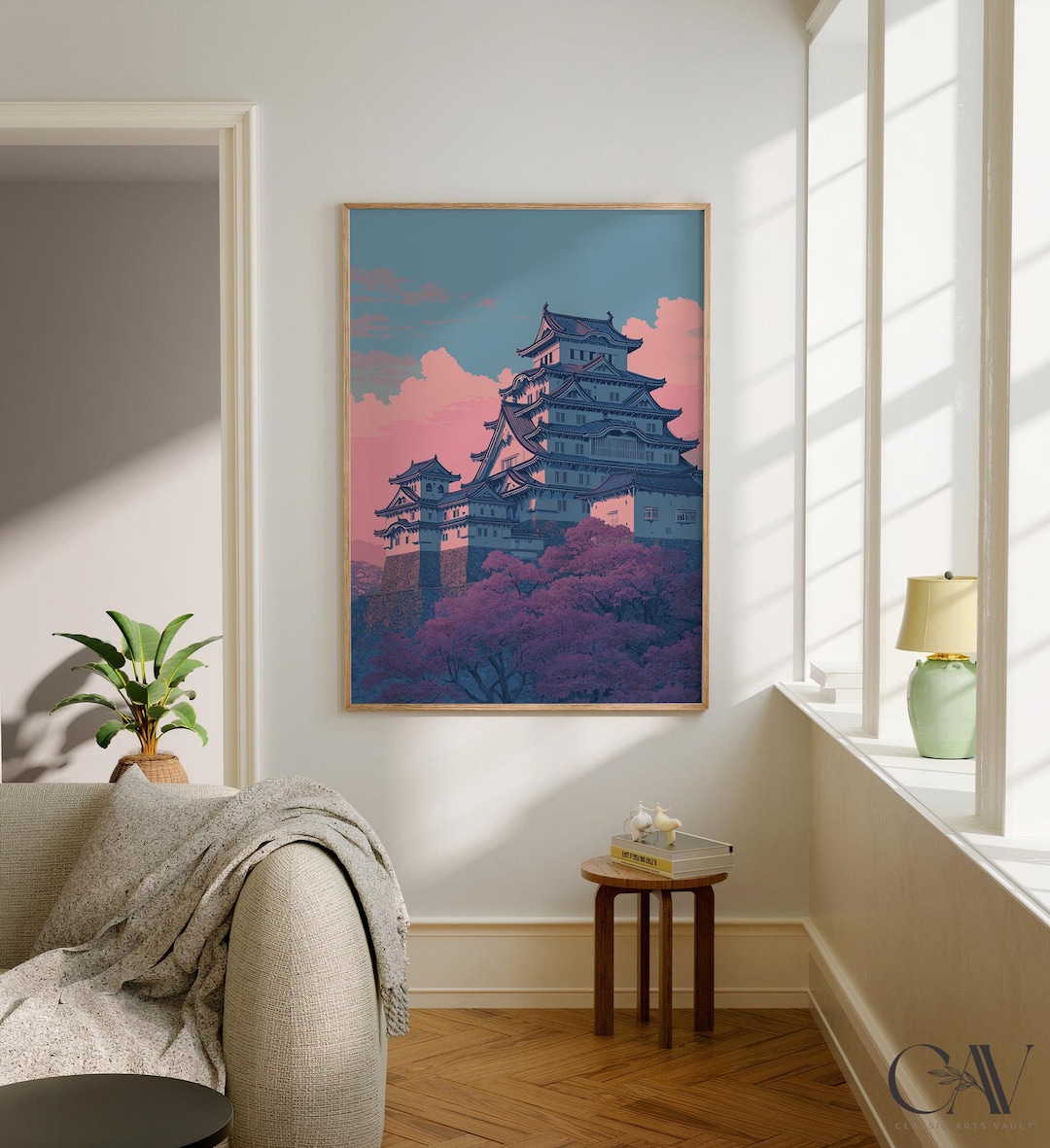 Himeji Castle Hyogo Japan Landscape Painting Vacation Print Travel Art ...