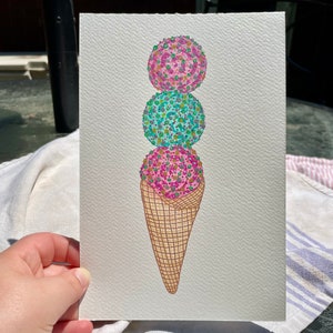 Ice Cream Cone Watercolor Painting - Etsy