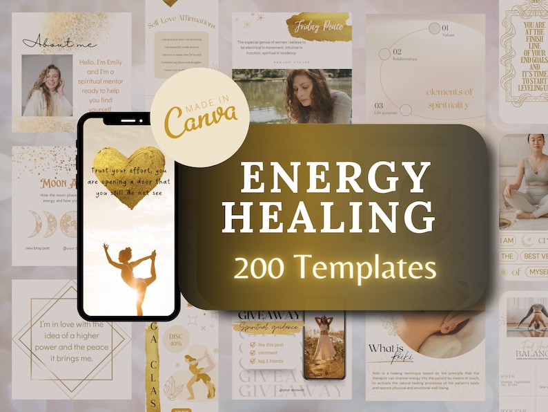 200 Energy Healing Instagram Bundle - Spiritual Instagram Branding Kit ...