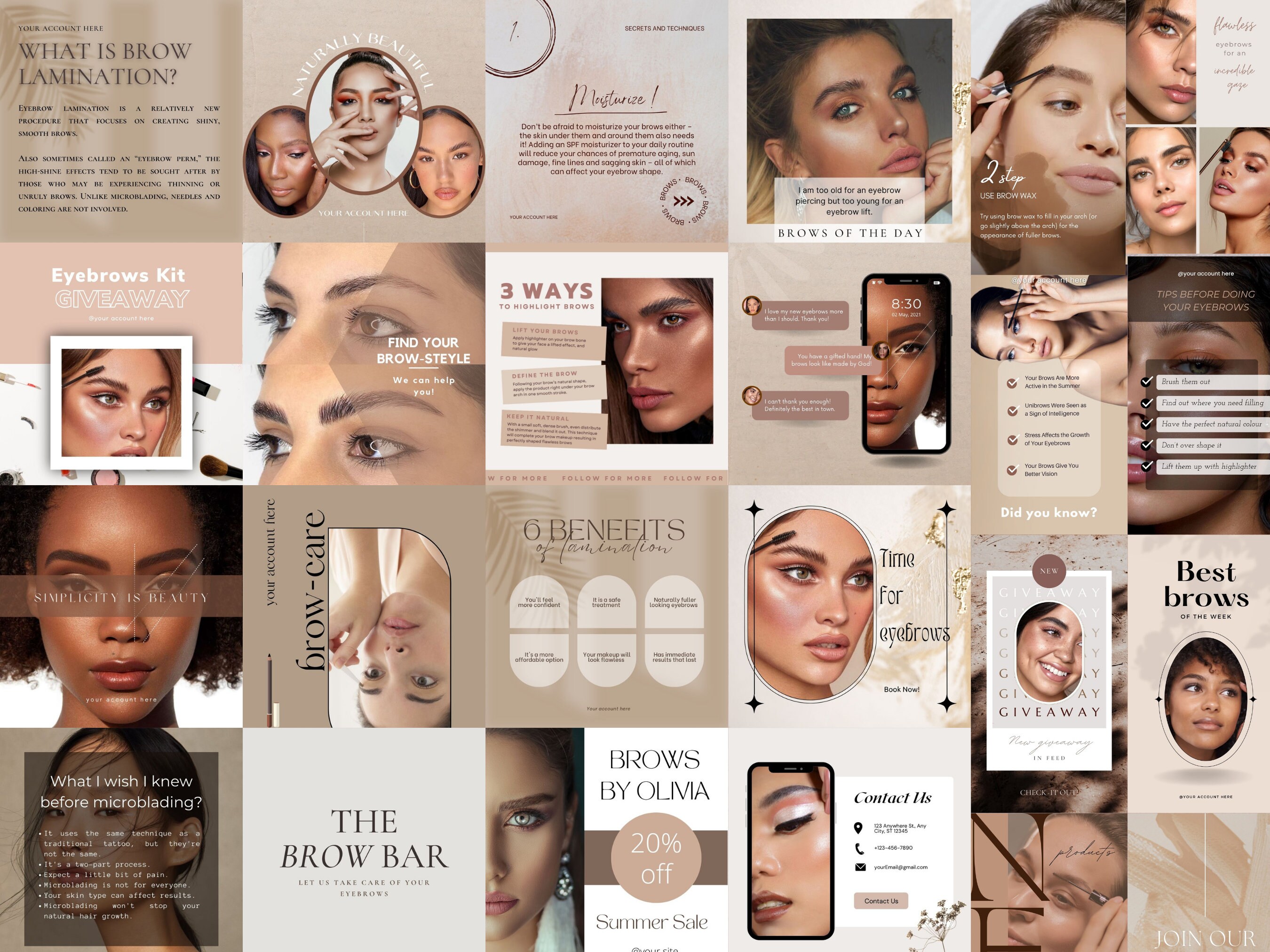 120 Neutral Brow Technician Instagram Templates | Brow Microblading ...