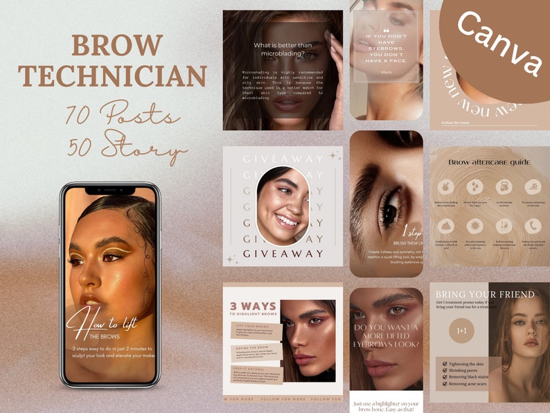 120 Neutral Brow Technician Instagram Templates | Brow Microblading ...