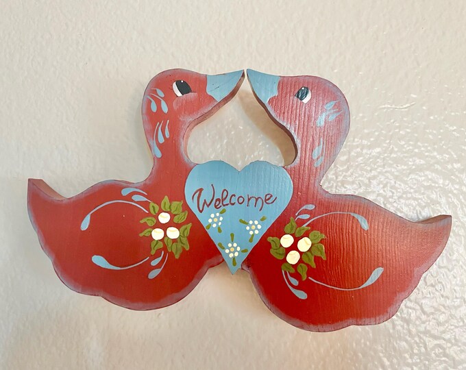 Vintage Duck Folk Art Wooden Dutch Welcome Wall Hanging - Etsy