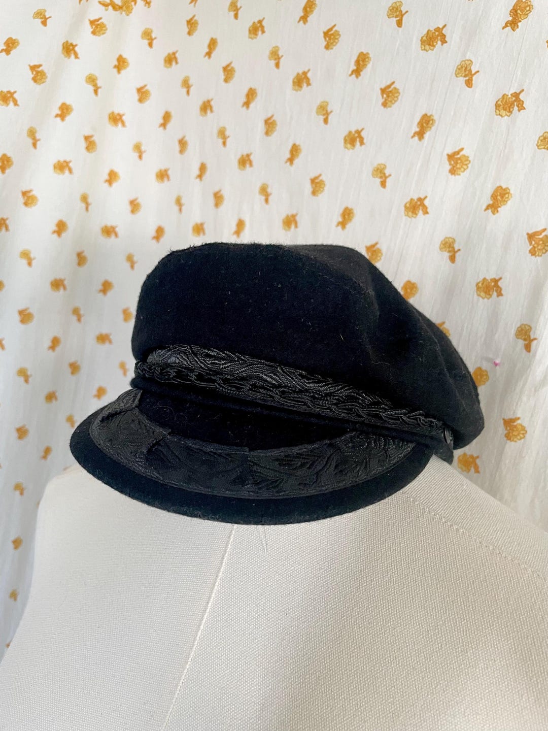 Vintage Greek Fishermans Hat Black Wool Mariner Cap Made in Greece ...