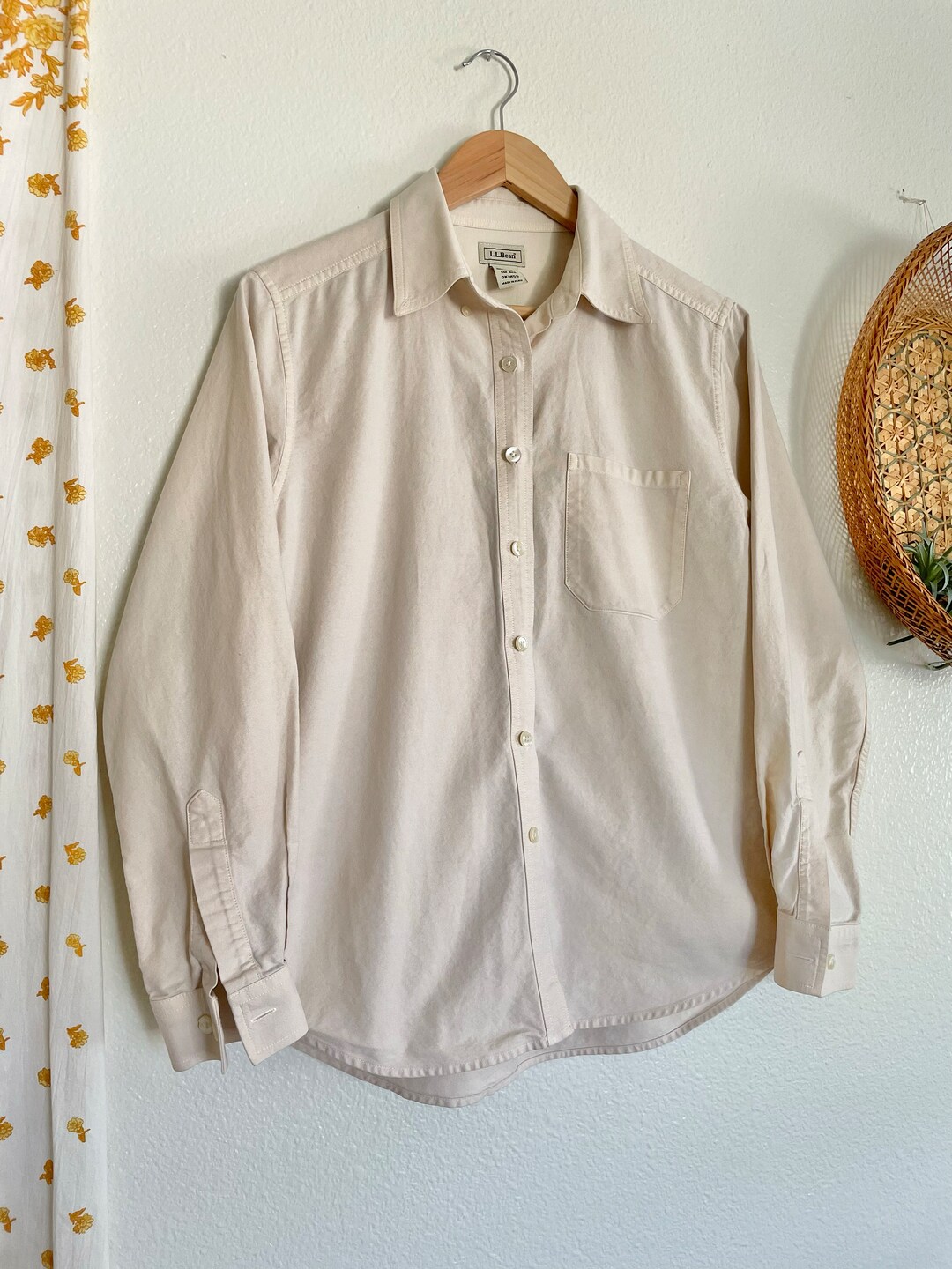 Vintage Ivory 90s LL Bean Button Down Denim Lightweight Shirt Jacket S ...