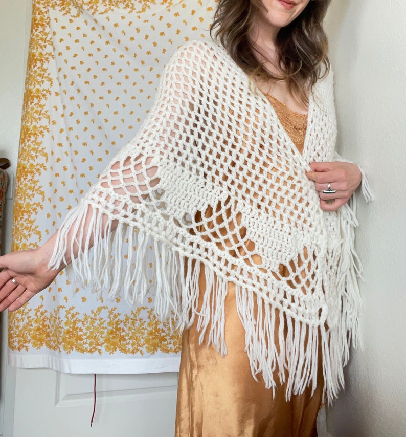 Vintage Crochet Shawl Handmade Cottagecore Throw - Etsy