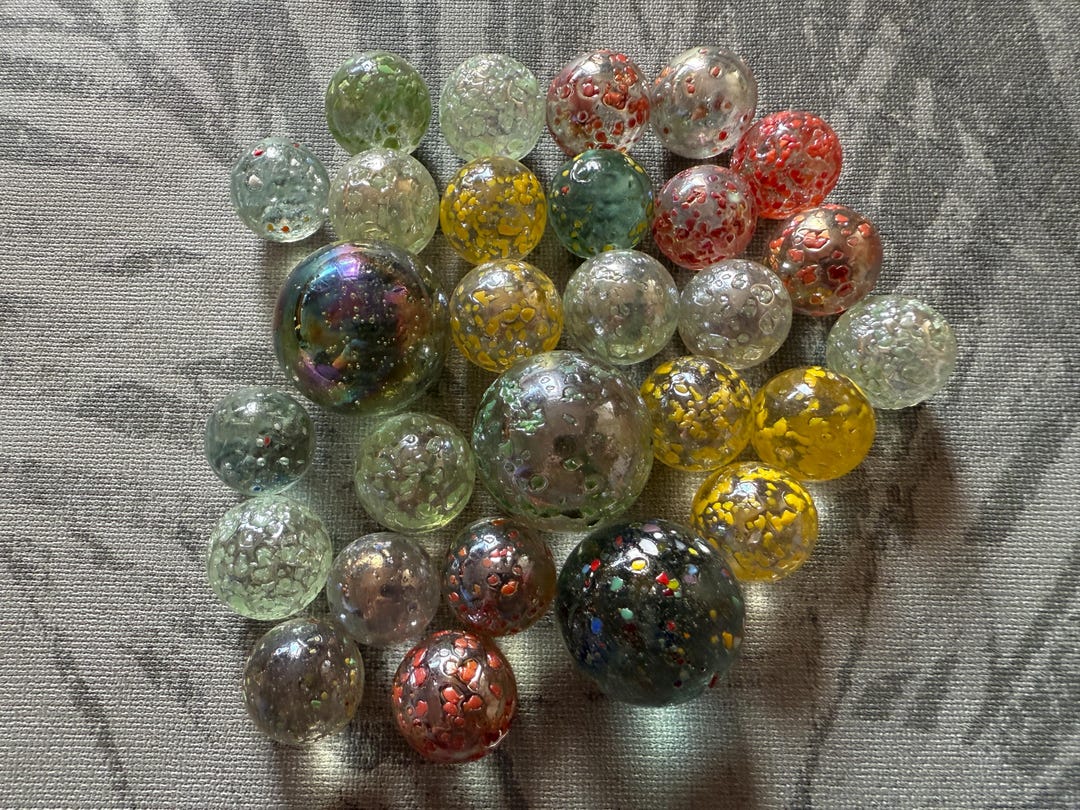 28 Unique Speckeled Glass Marbles. Different Sizes, Boulders and Normal ...