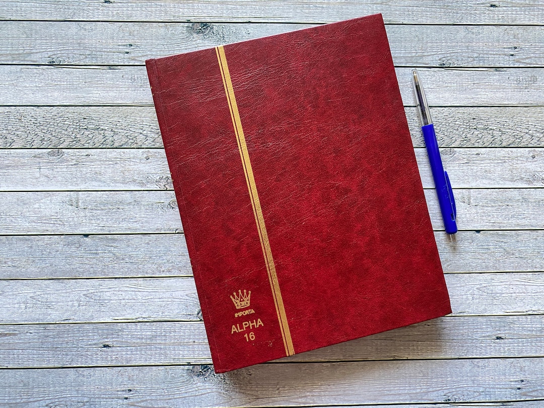 A5 Red Empty Stamp Album Collection Alpha 16 With Black Pages. Very ...