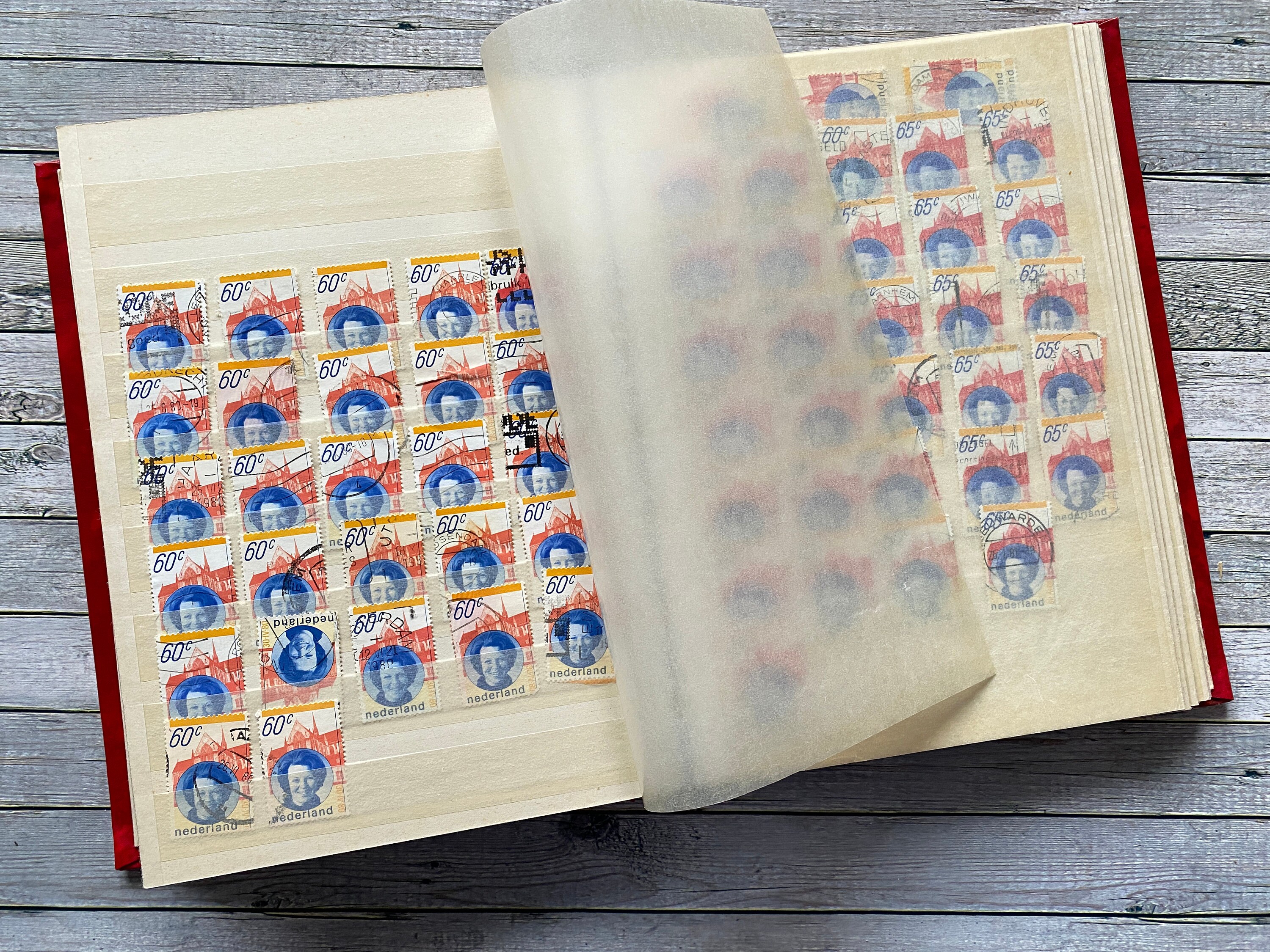 Vintage Red Stamp Album, A5+ Philately Collection With Poststamps ...