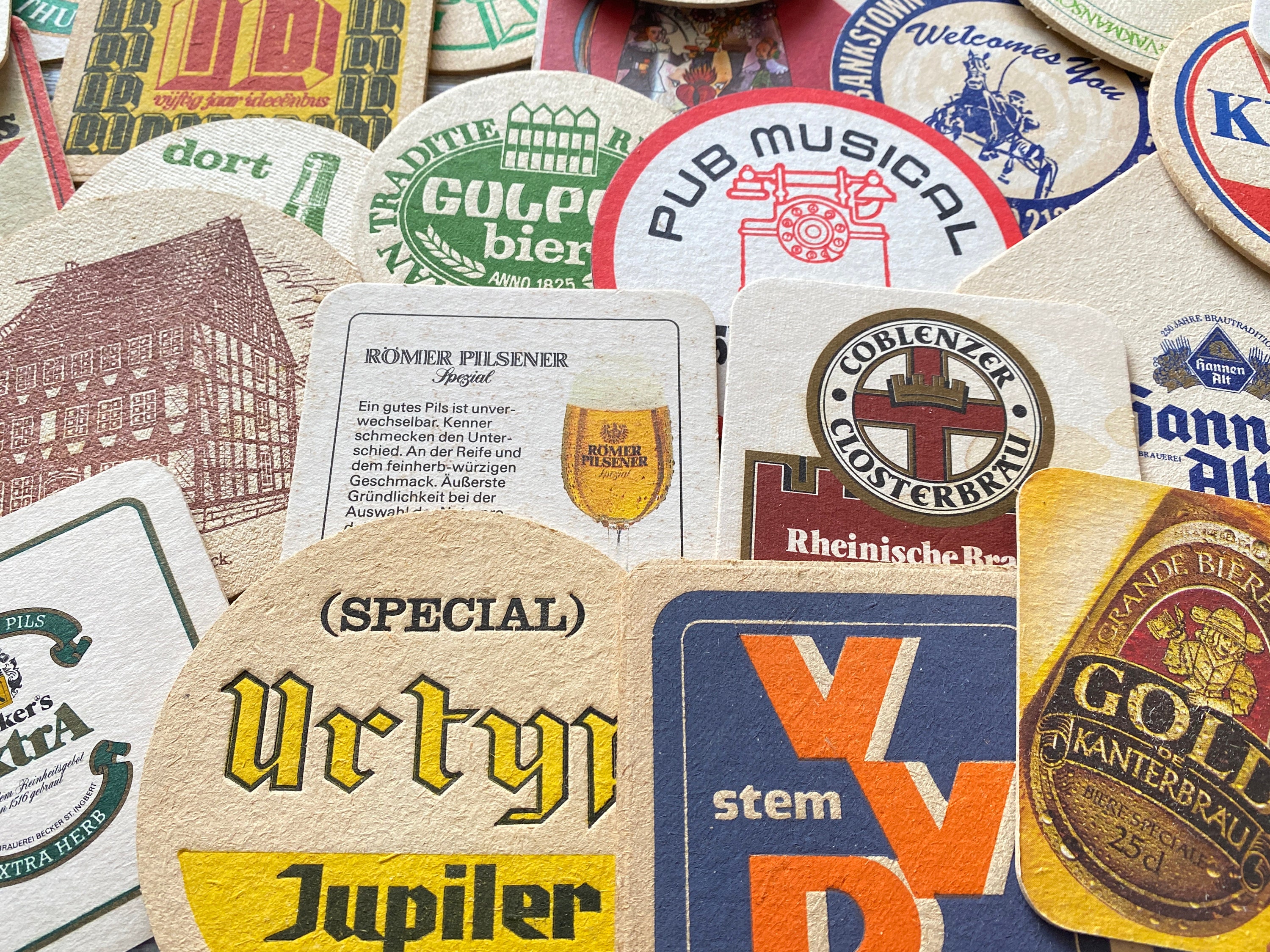 25 Vintage Beer Coasters, Made From Cardboard, Dutch, German, Belgian ...