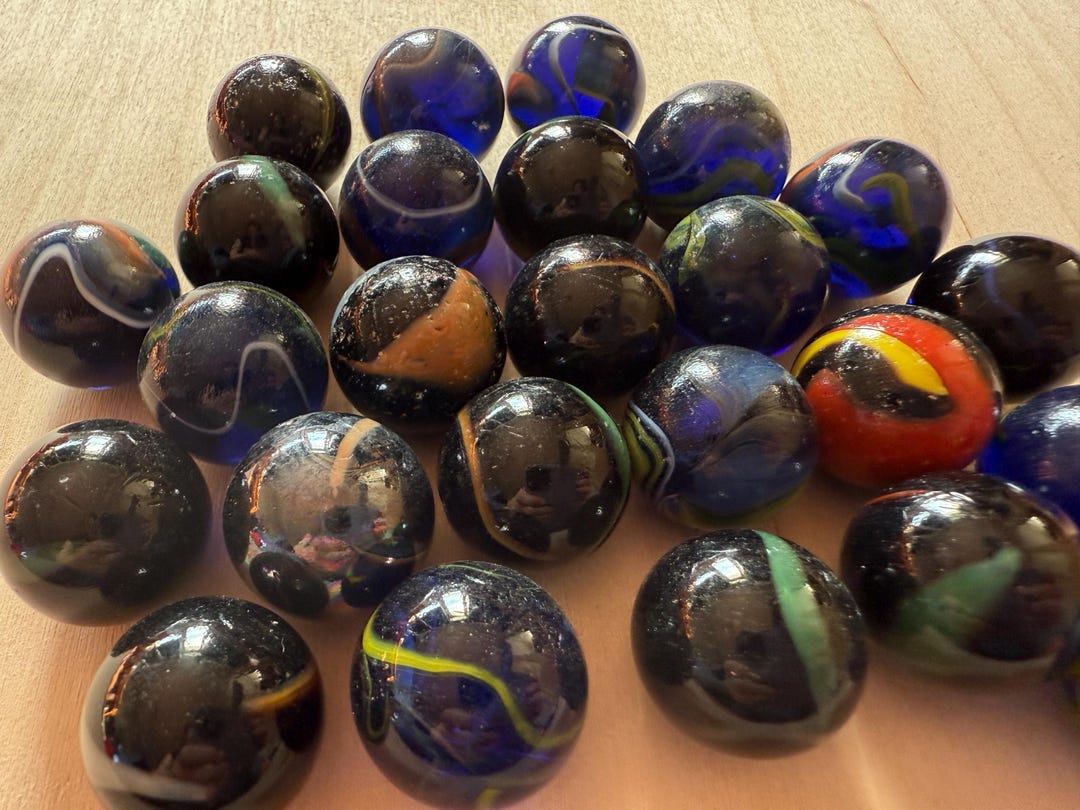 25 Large Glass Marbles Real Vintage and Larger Size Used but Nice ...